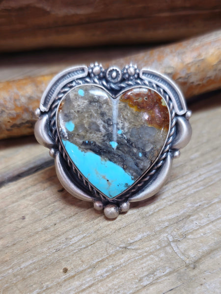 Ronald Tom Adjustable Turquoise Heart Ring – Santa Fe Silver Art
