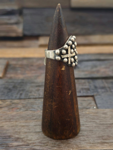 Sterling Silver Cross and Raindrop Ring by Geneva Apachito Size 8 ...