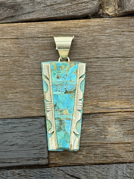 Inlaid Turquoise Pendant by Steven Francisco – Santa Fe Silver Art