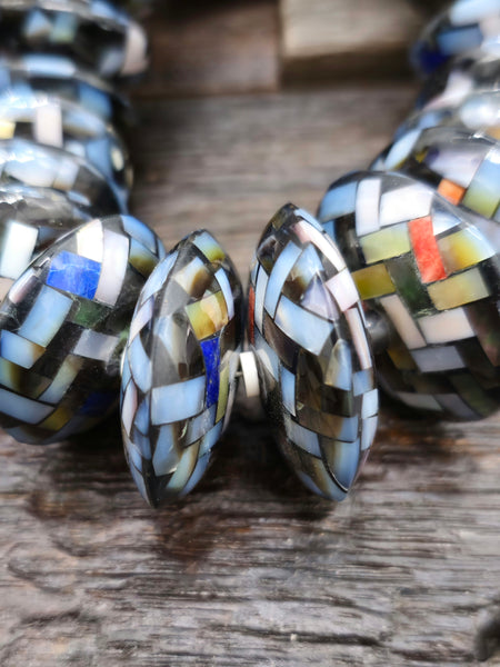 Mosaic Inlay Disc Bead Necklace by Charlene Reano - 24 in – Santa Fe ...