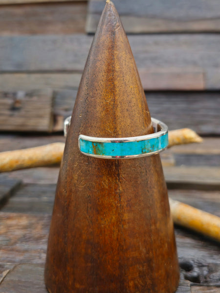 Sterling Silver and Turquoise Channel Inlay Bracelet by Larry Loretto ...