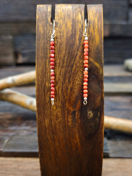 Orange Spiny Oyster Stone and Sterling Silver Bead Earrings – Santa Fe ...