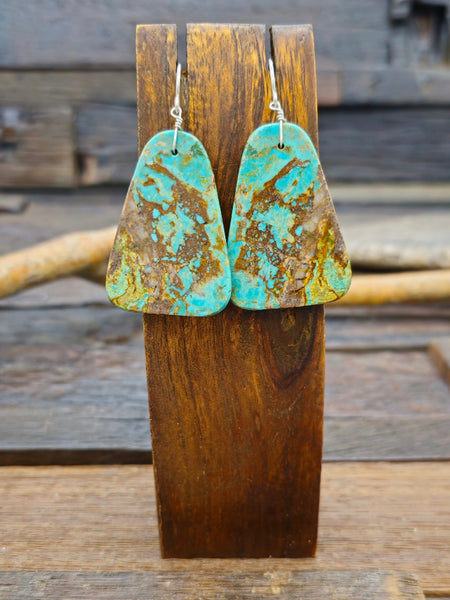 Green Turquoise Slab Earrings by Marcella Castillo – Santa Fe Silver Art