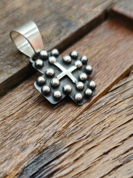 Small Cross-Shaped Sterling Silver Raindrop and Cross Pendant by Genev ...