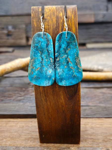 Large Dark Blue Turquoise Slab Earrings by Marcella Castillo – Santa Fe ...