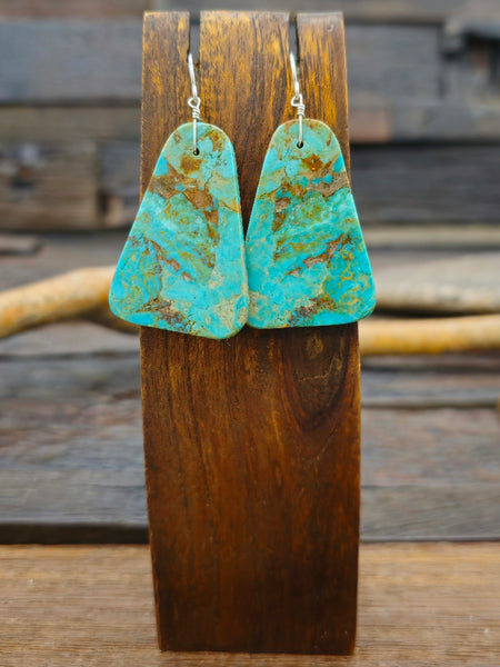 Green Turquoise Slab Earrings by Marcella Castillo – Santa Fe Silver Art